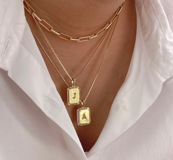 Initial Necklace Letter Necklace Name Necklace Custom | Etsy