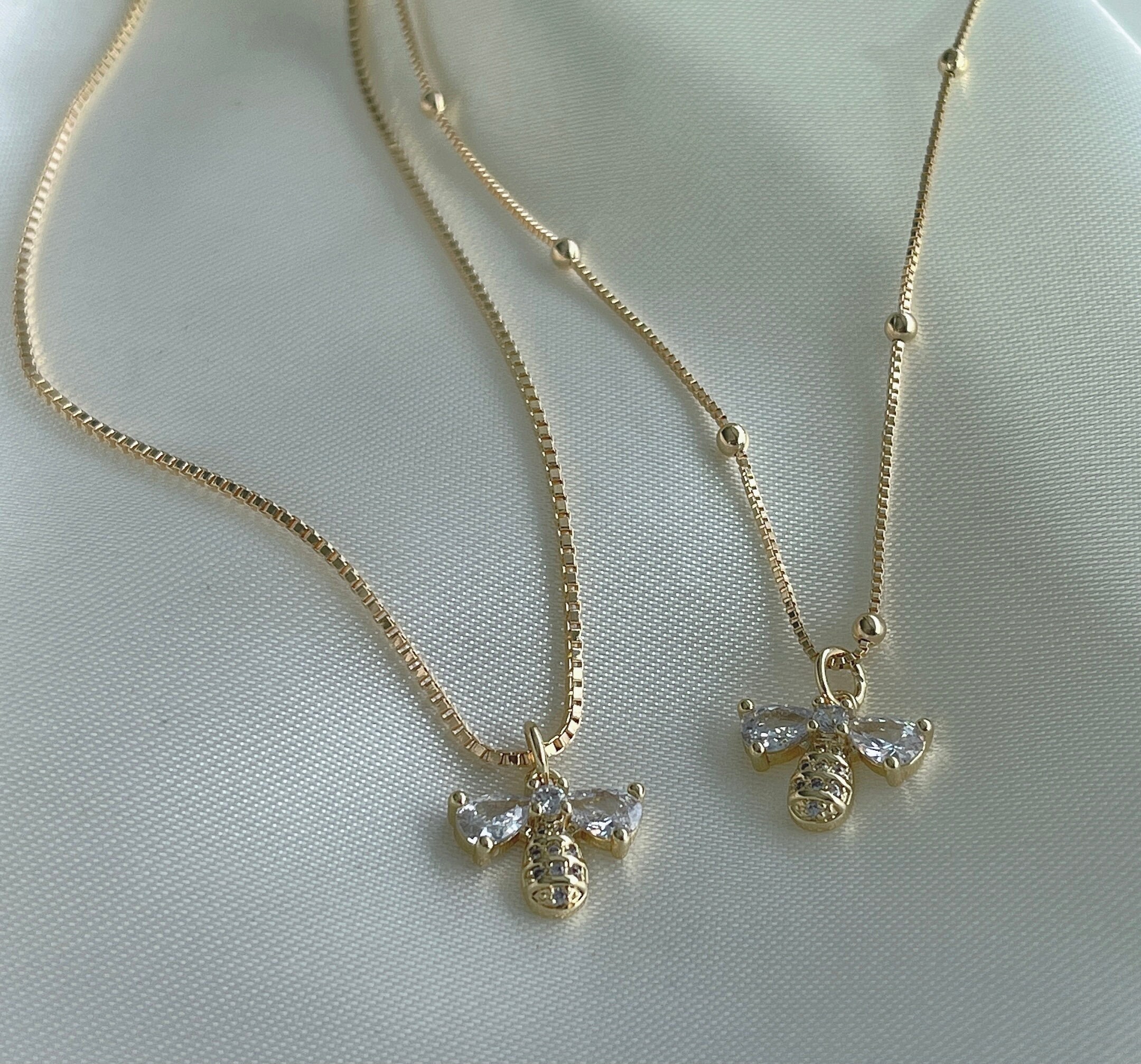 Bee Necklace Tiny Gold Bee Necklace Bridesmaid Necklace | Etsy