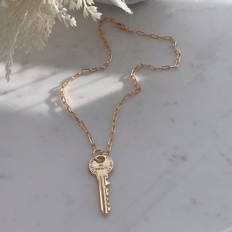 Gold Key Necklace, Key Necklace, Gold Pendant, Gold Key, Gold Filled ...
