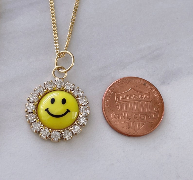 Smile Face Necklace Smiley Happy Face Necklace Smile Daisy | Etsy