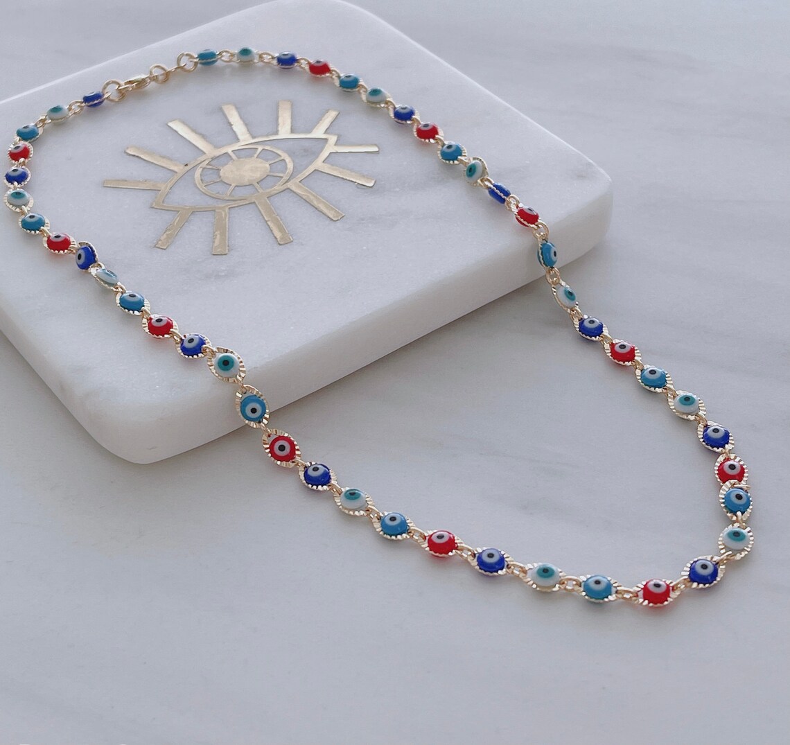 Evil Eye Chain Necklace Lucky Eye Necklace Amulet Chain - Etsy