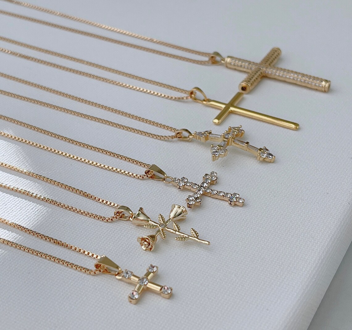 Cross Necklace Tiny Cross Necklace Protection Gold Cross - Etsy