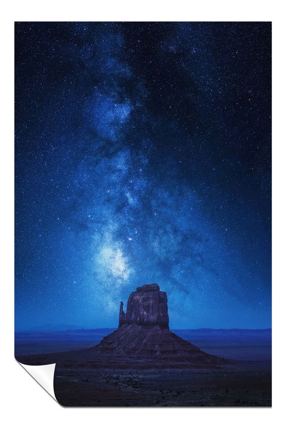 Monument Valley Night Blue Sky & Stars Artistic Poster Wall - Etsy