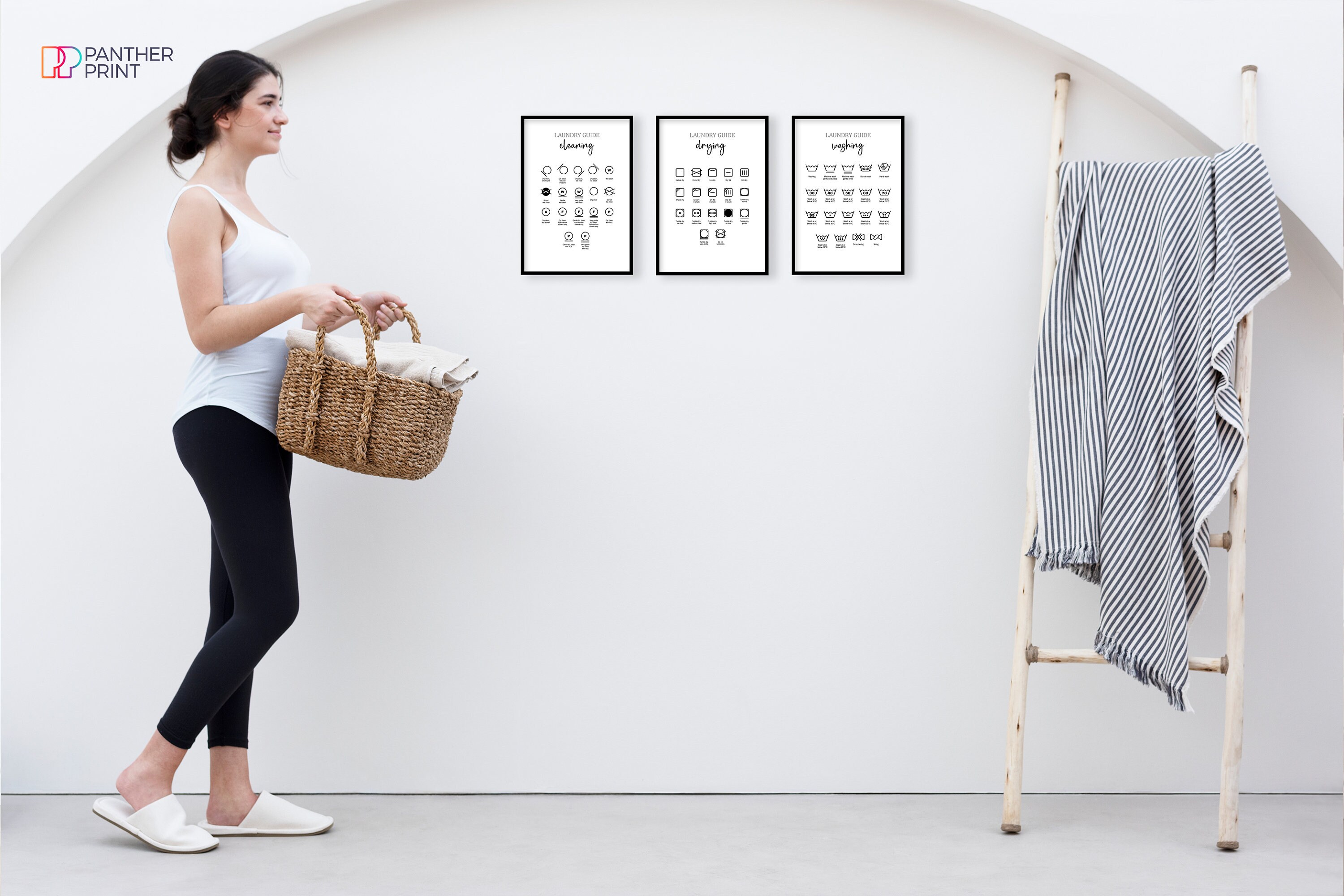 Ensemble de 3 affiches murales avec symboles de lessive et instructions ...