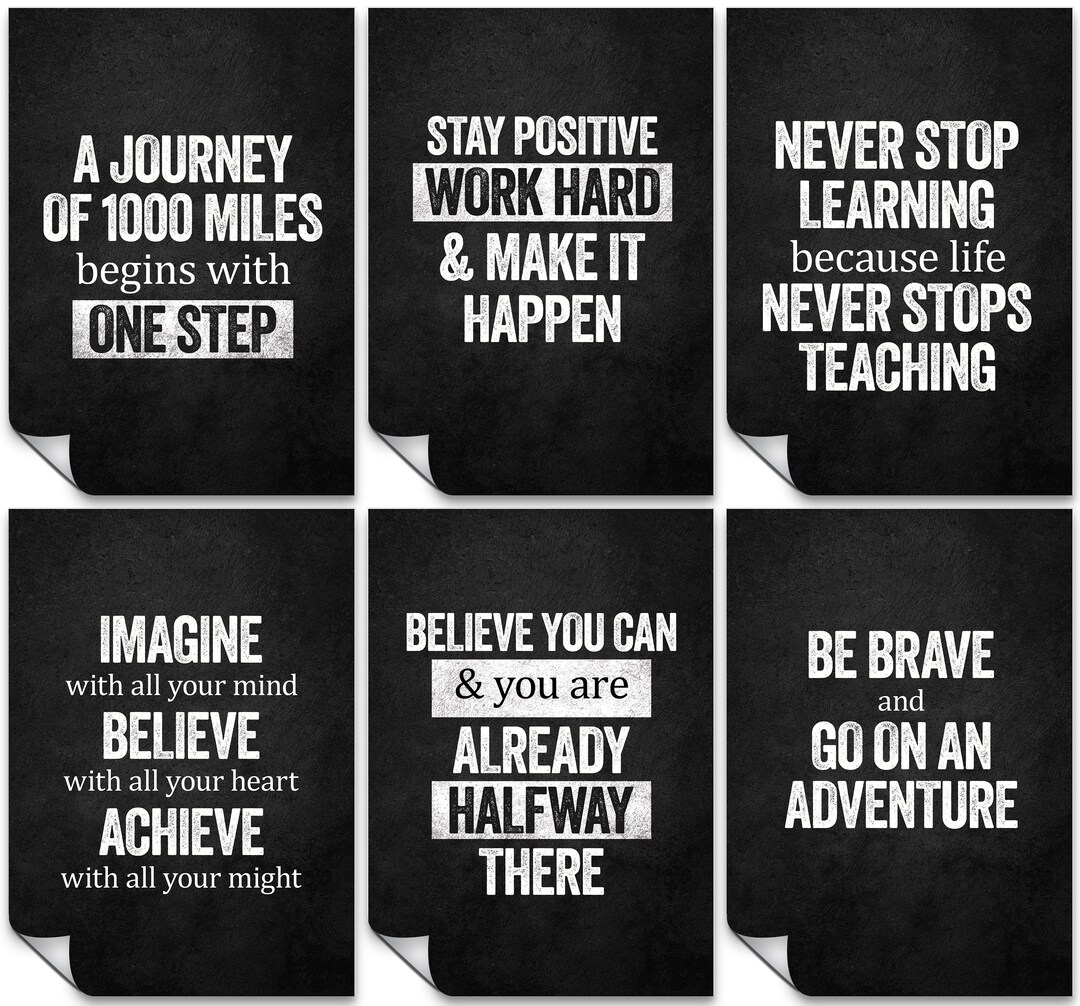 Motivational Poster Prints Wall Art Set de 6 Be Brave, Believe You Can ...