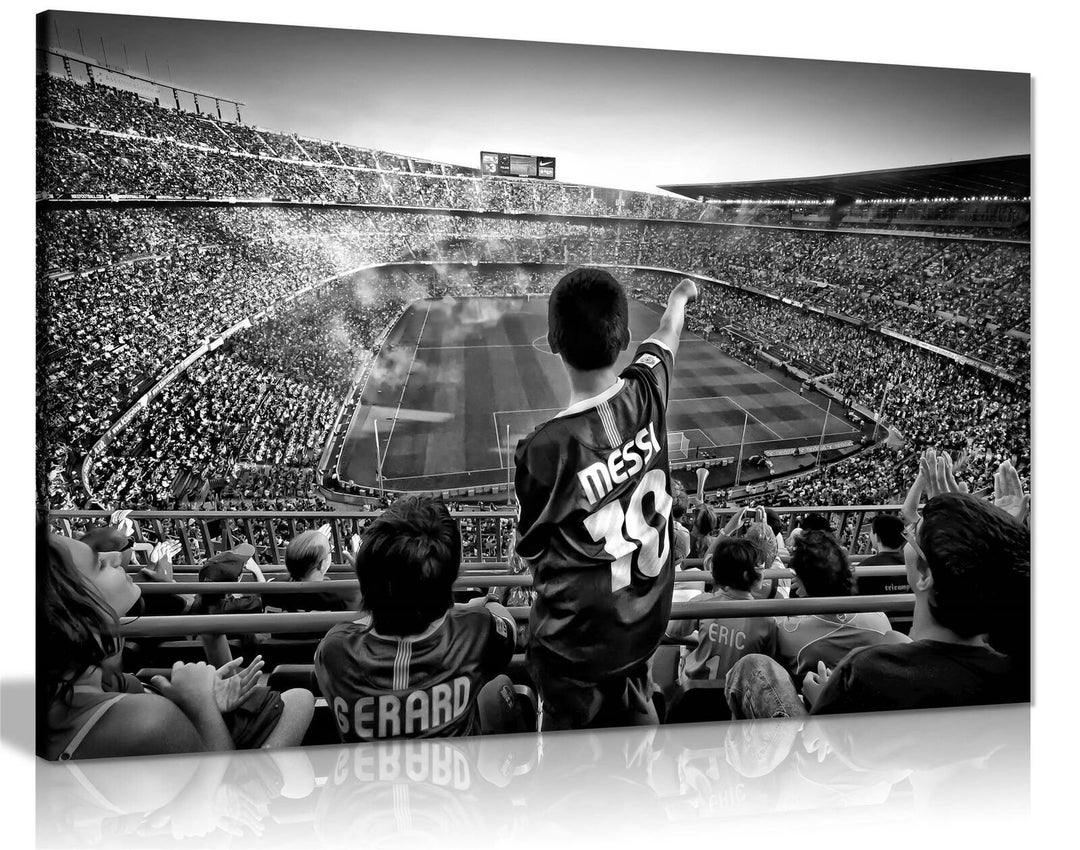 Black & White Stadium Football Fans Framed Canvas Print Wall Art Home ...