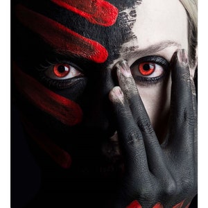 Black & Red Woman Face Paint Portrait Artistic Poster Wall Art Home ...