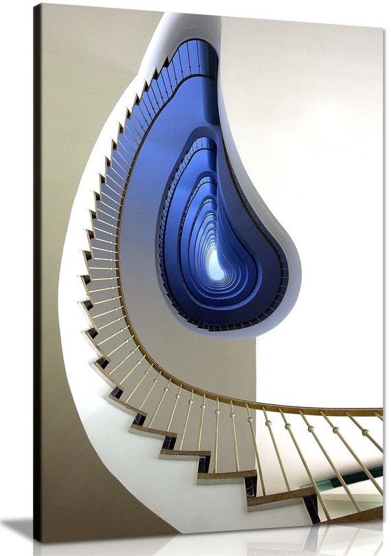 Blue Infinite Staircase Framed Canvas Print Wall Art Home - Etsy