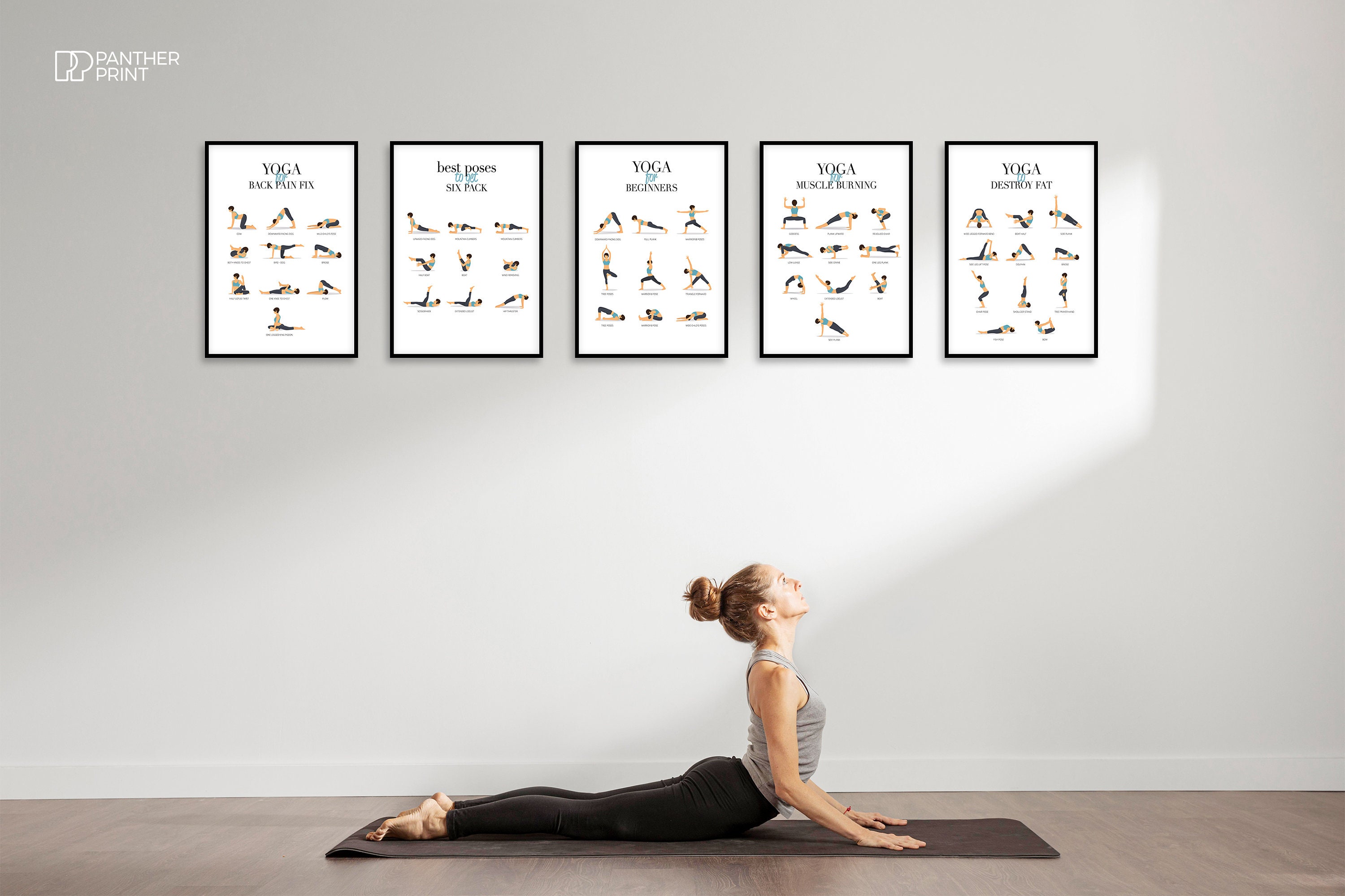 Yoga Poster Poses for Full Body Workout Home Gym Set of 5 - Etsy
