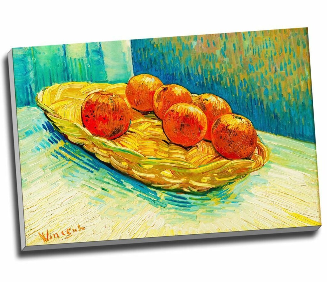 Vincent van Gogh Stillleben mit Korb & Orangen Leinwand Druck Kunst ...