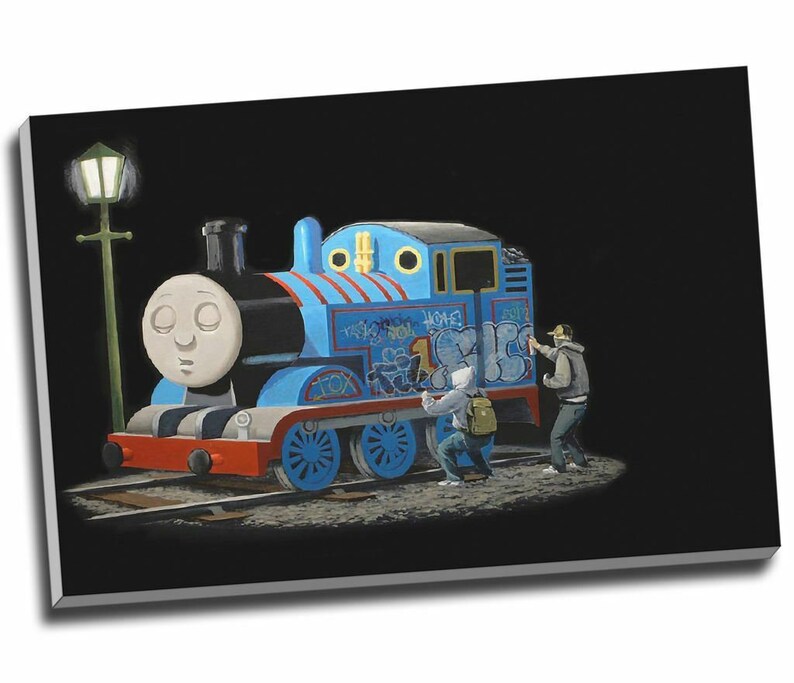 Banksy Thomas the Tank Engine Graffiti Canvas Print Wall Art 30x20 A1 ...
