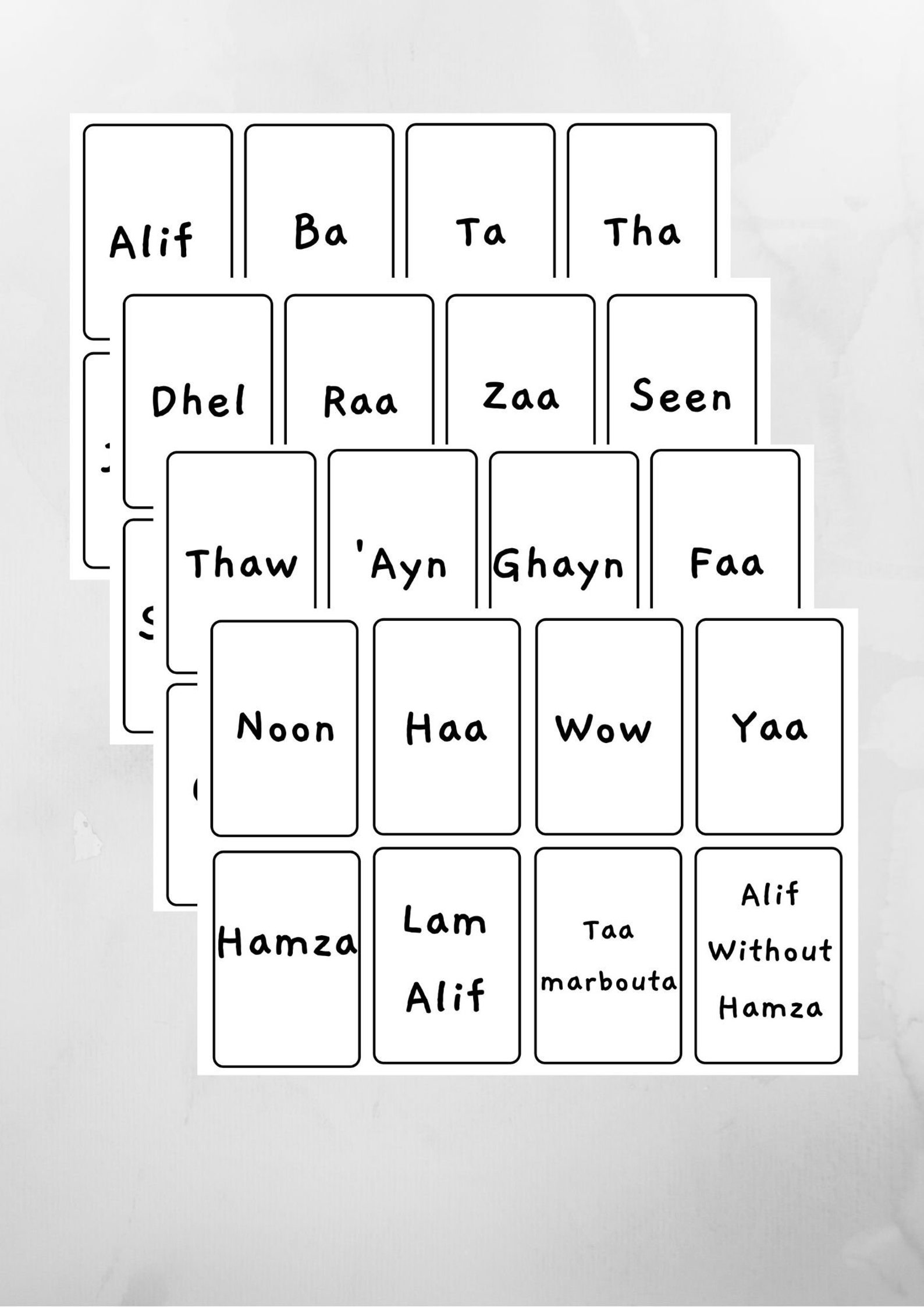 Arabic alphabet flashcards chart printables minimalist | Etsy