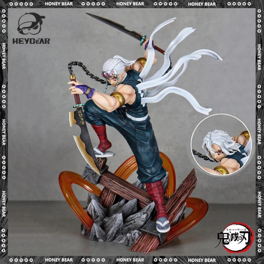 27cm Demon Slayer Uzui Tengen Figures 2 Heads Kimetsu No Yaiba Anime ...
