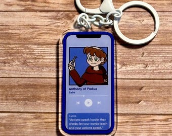 St. Anthony of Padua Leather Keychain Llavero De Piel San Antonio De ...