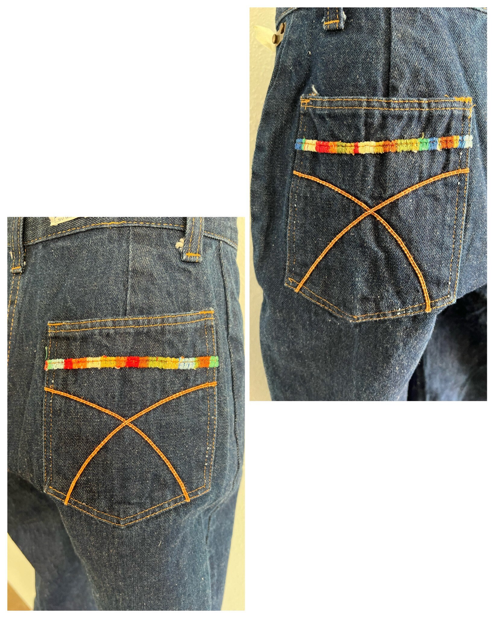 Vintage 1970s rumble Seats High Rise / High Waist Denim Jeans With ...