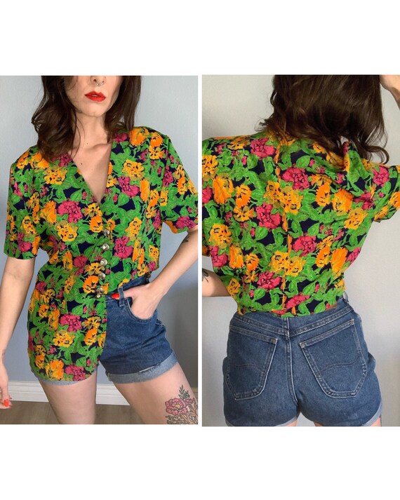 Vintage 80s blouse floral - Gem