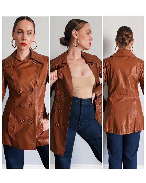 70s vintage caramel leather - Gem