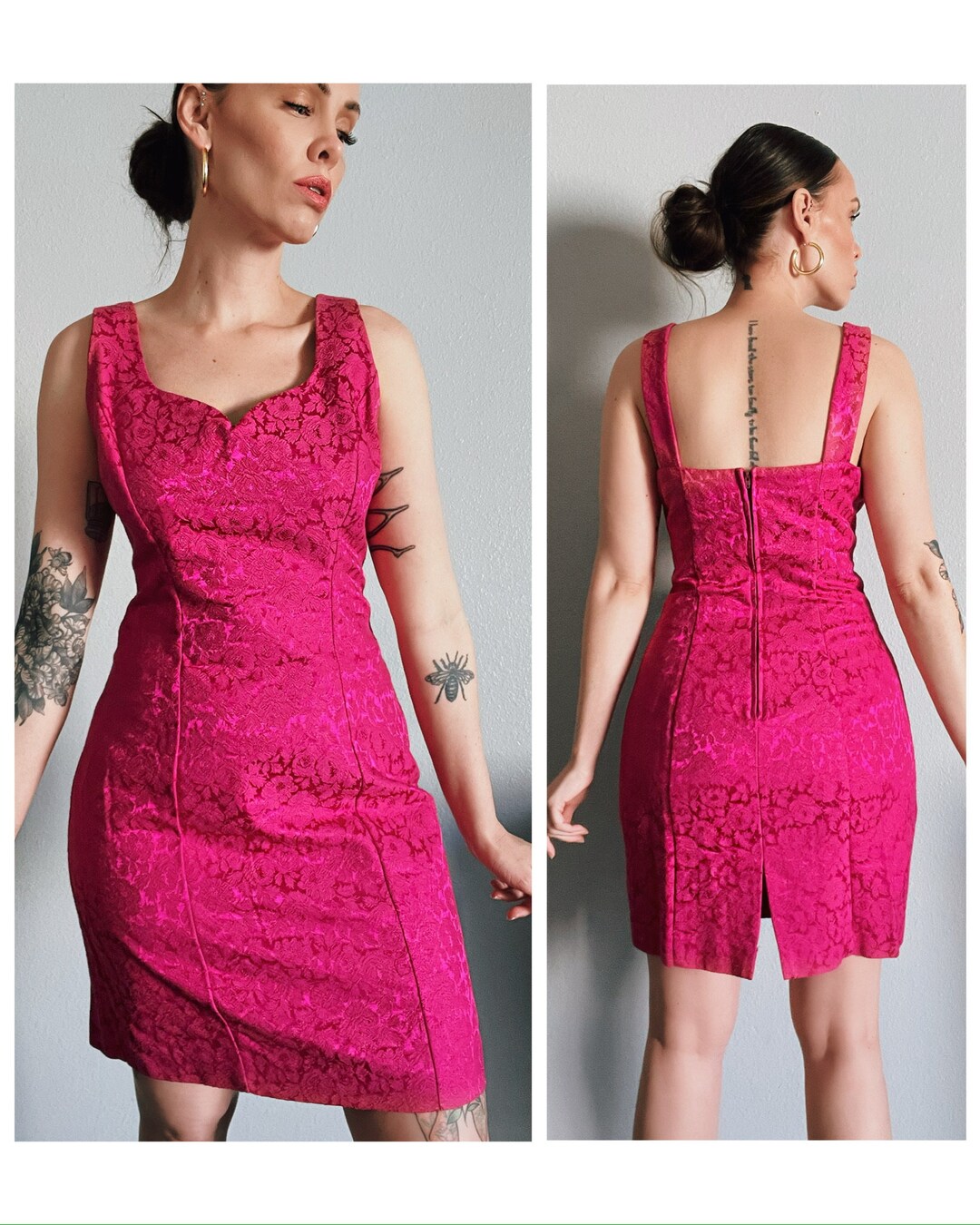 Vintage 1990’s “de Laru” Deep Pink Floral Tapestry Dress - Etsy