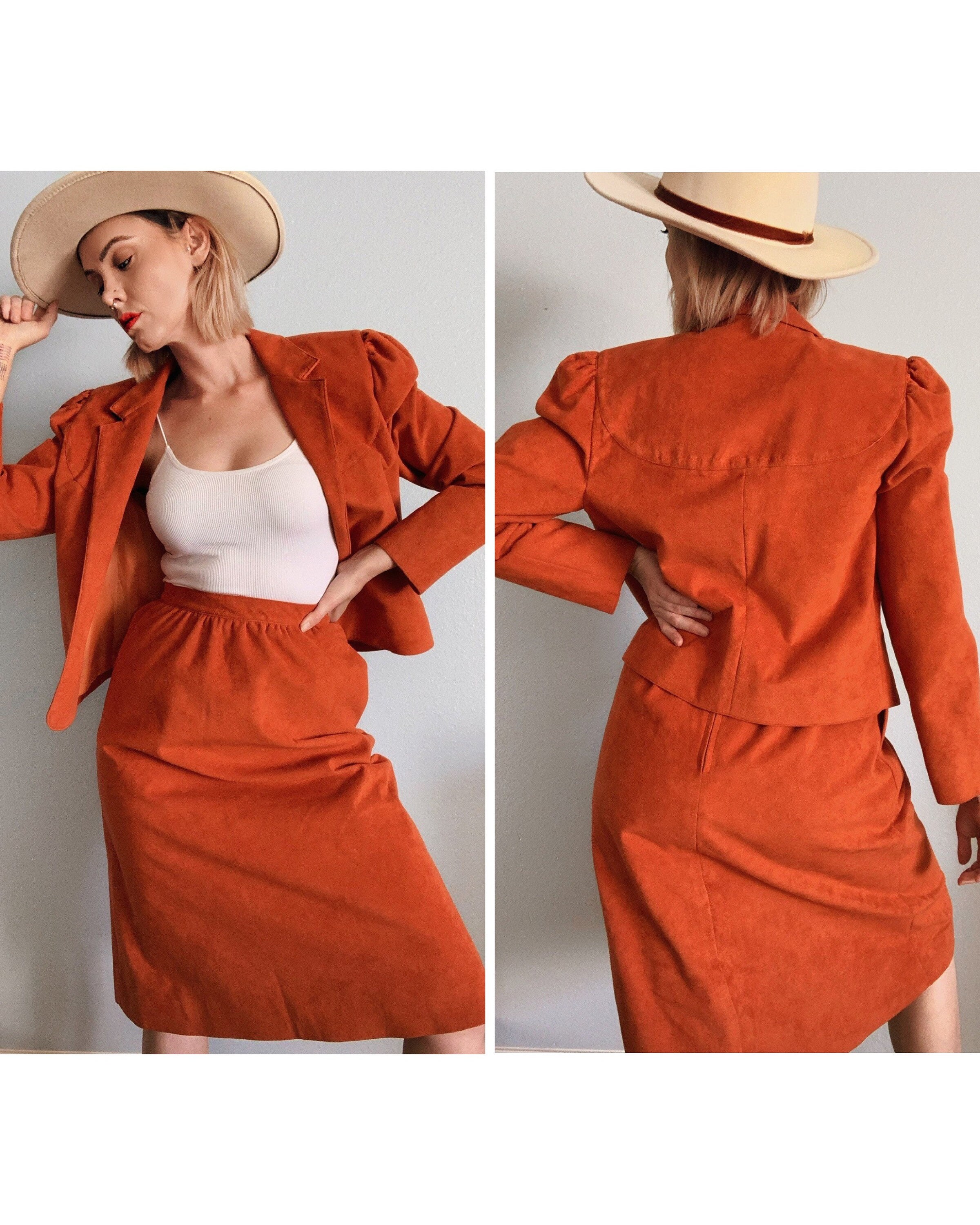 Vintage Burnt Orange Suede Two Piece Set - Etsy