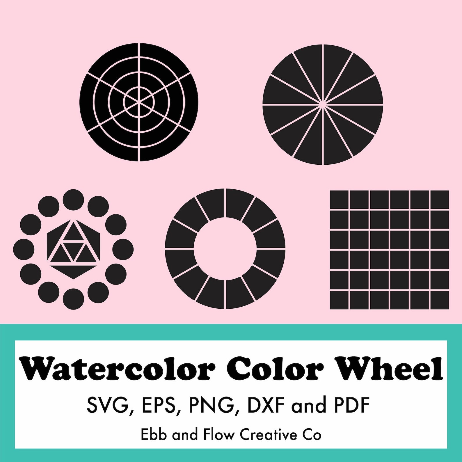 Color Wheel SVG for Stencil, Watercolor Color Swatches for Color Mixing ...