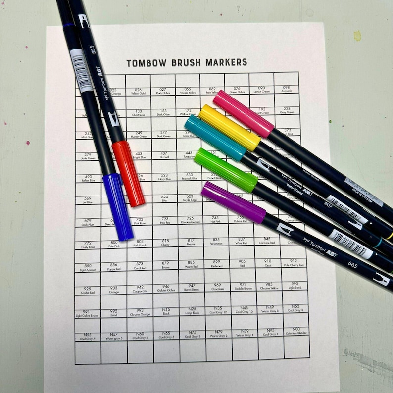 Printable Tombow Marker Swatch Chart, 108 Dual Brush Marker Color ...