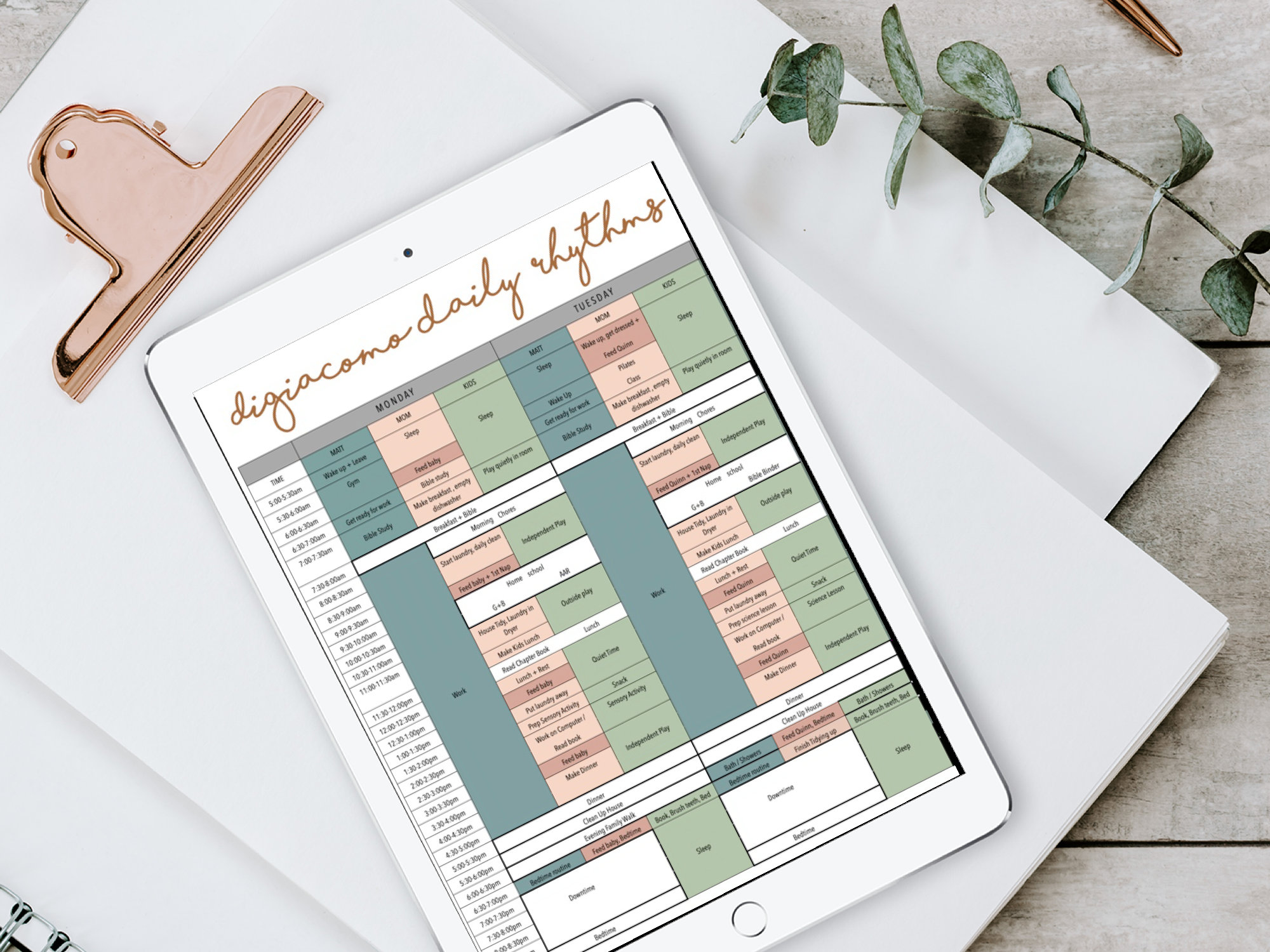 Editable Daily Rhythm Template- Schedule Template - Google Docs - Etsy