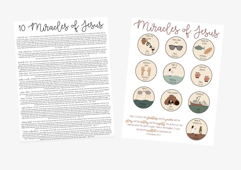 Miracles of Jesus Worksheet Homeschool Bible Lesson - Etsy