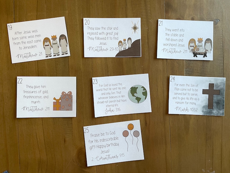 DIGITAL Advent Cards Christmas Advent Calendar Jesus Birth | Etsy