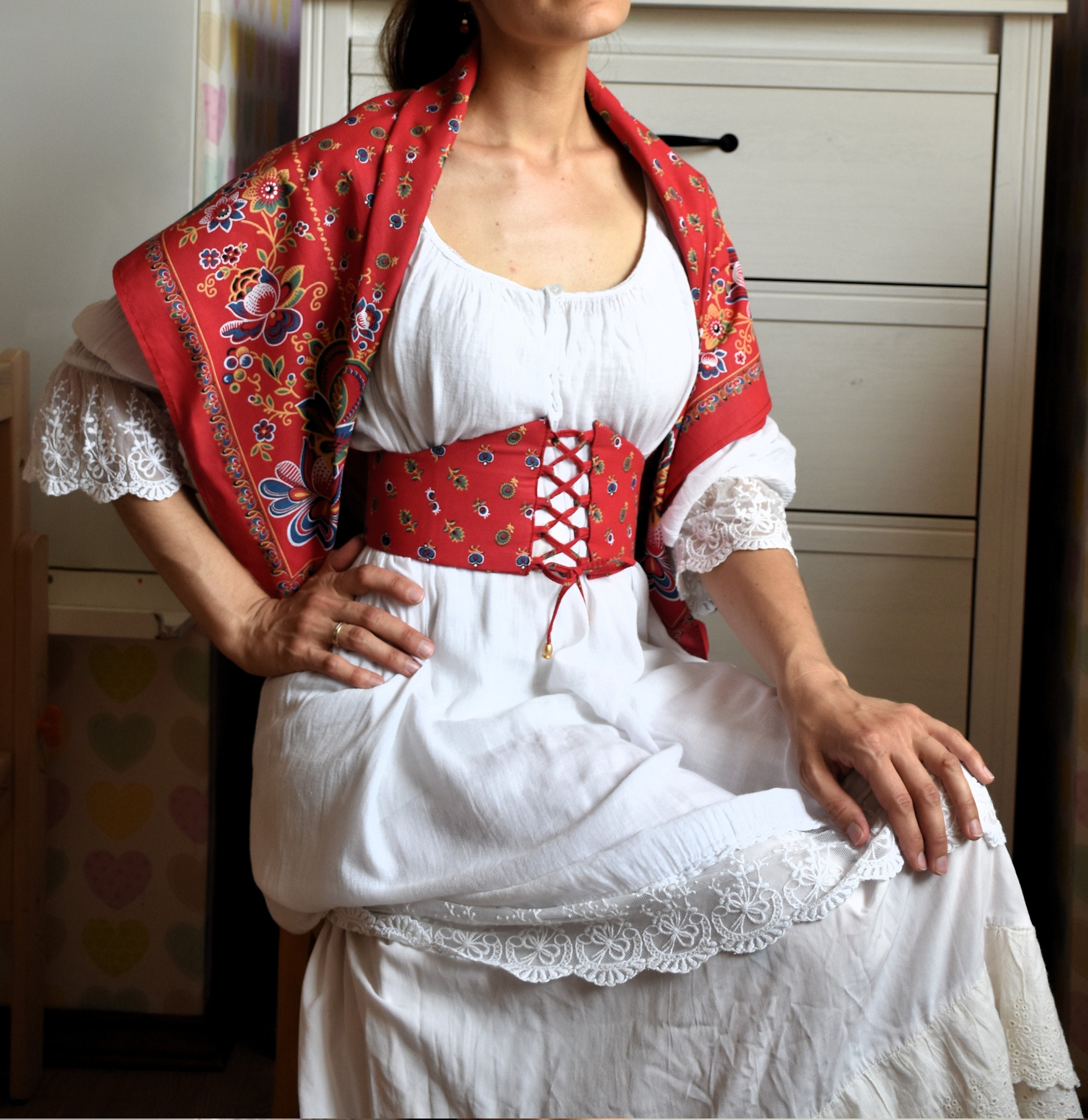 Russian Head Scarf Shawl Babushka Kerchief Square Red Cotton | Etsy