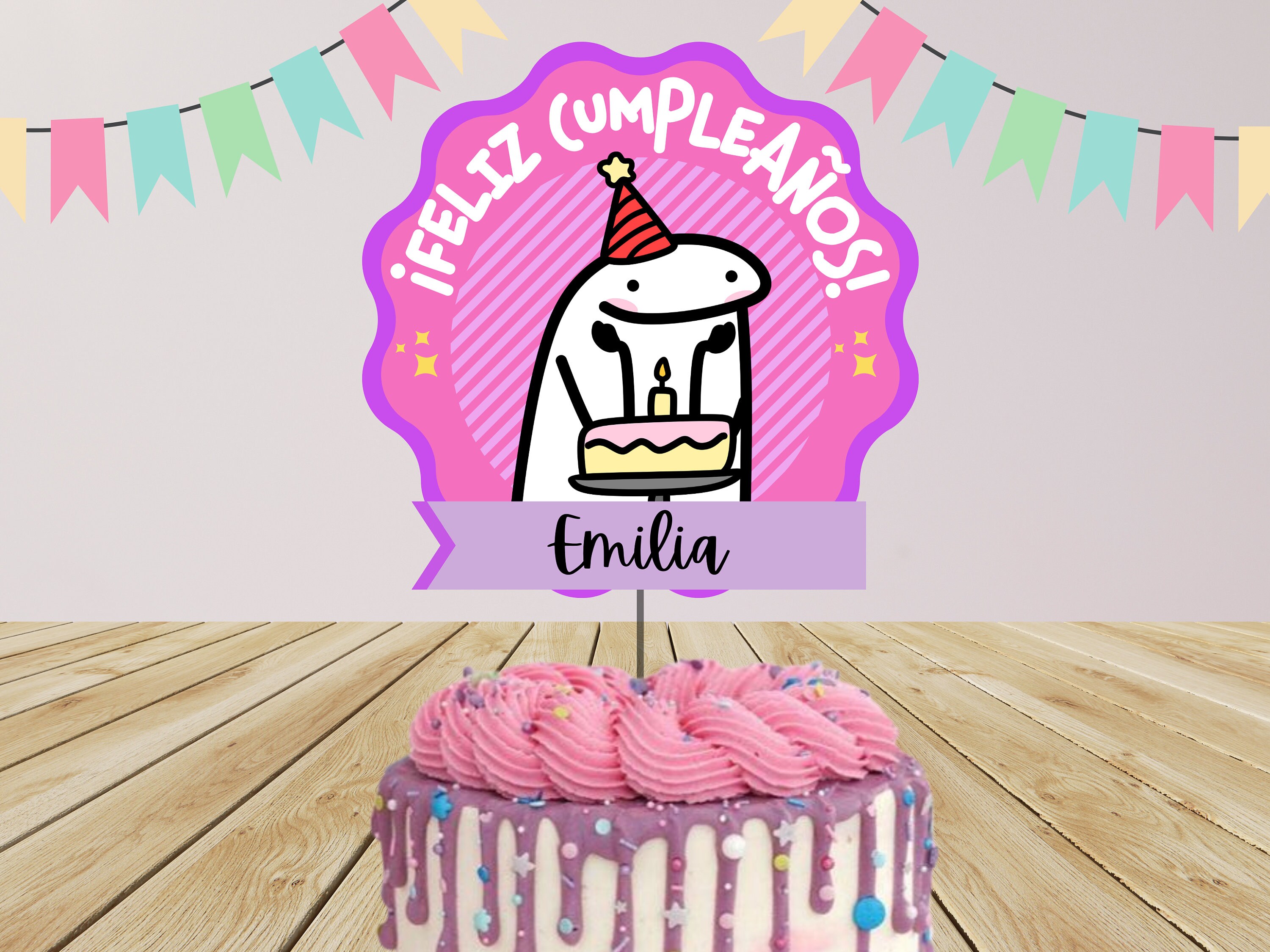 Kit de Fiesta Imprimible Editable Flork Rosa Invitacion Cake - Etsy España