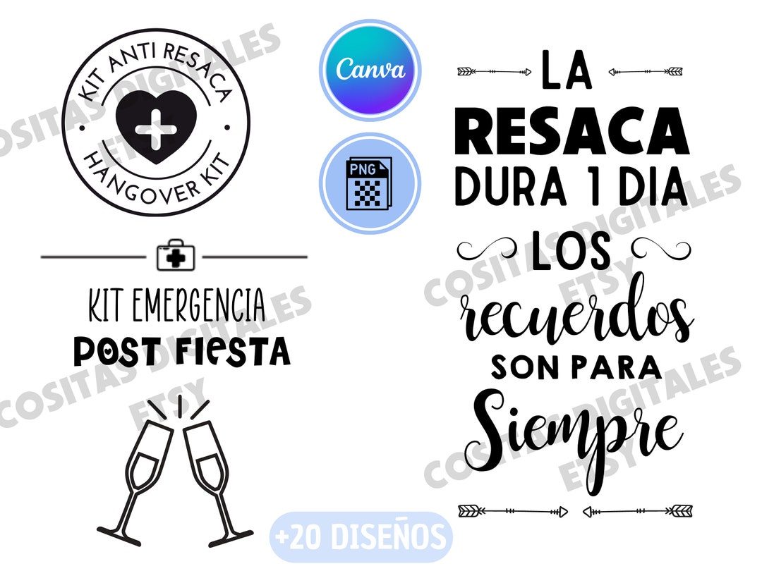 Bundle 20 PNG Vector Resaca Hangover Kit CANVA PNG Templates - Etsy