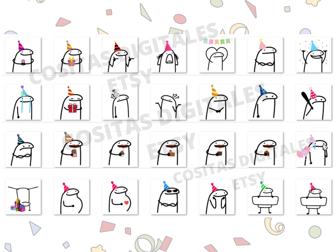 Bundle Flork Cumpleaños Birthday Fiesta Party 150 Cliparts Papers Fonts ...