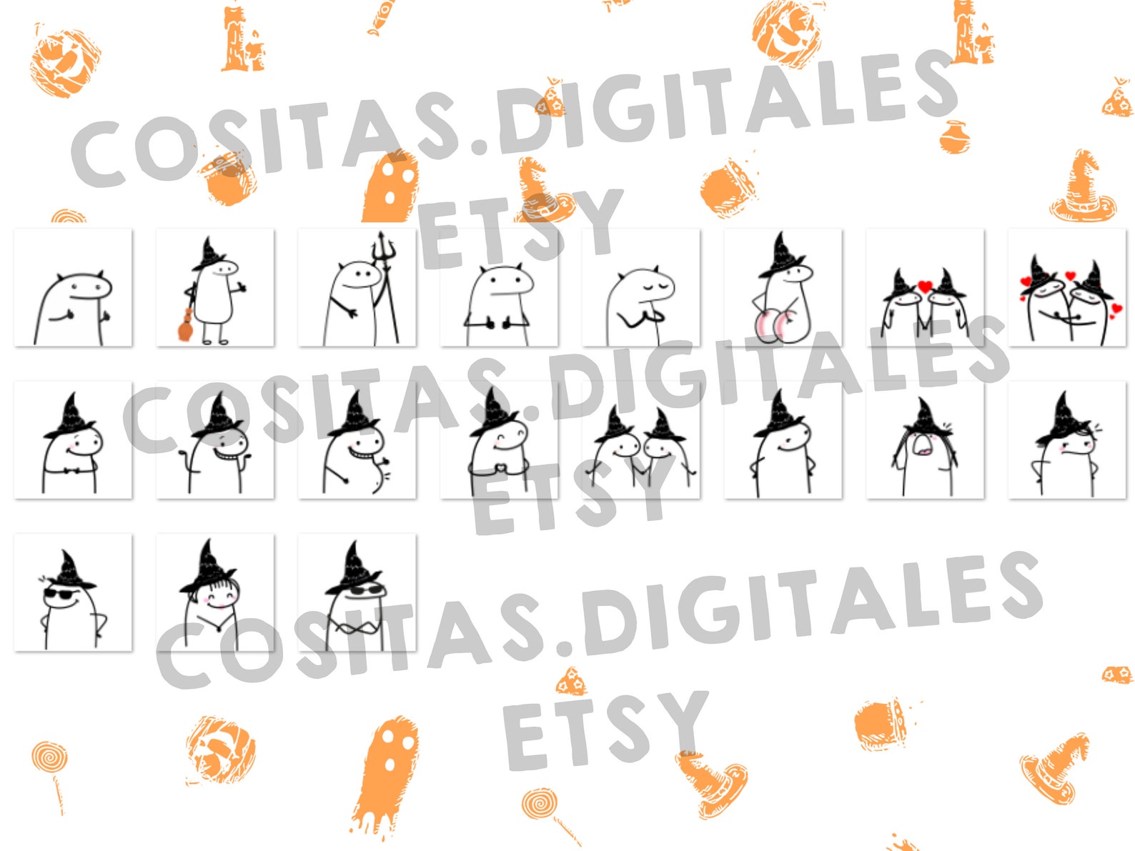 Flork Happy Halloween Cliparts Meme Deformito Plantillas Bundle ...