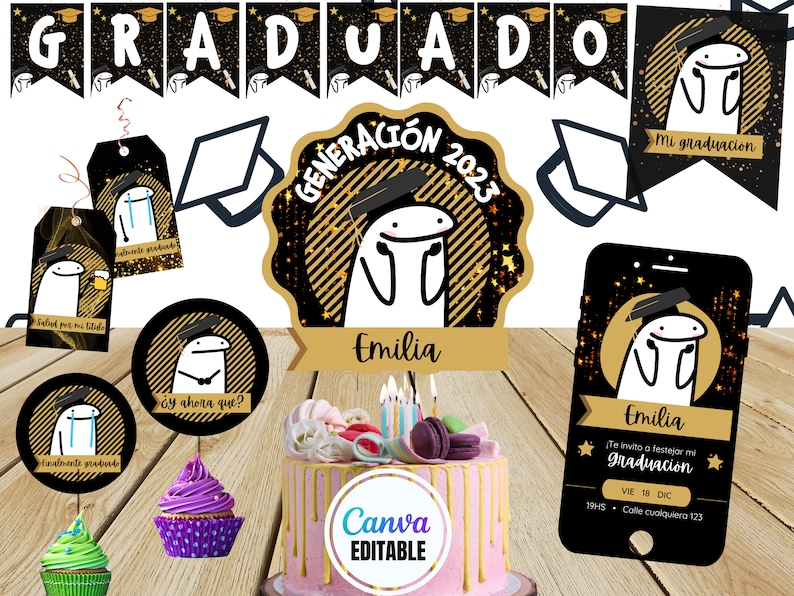 Party Bundle Flork Graduacion Graduado Set Invitacion Digital ...
