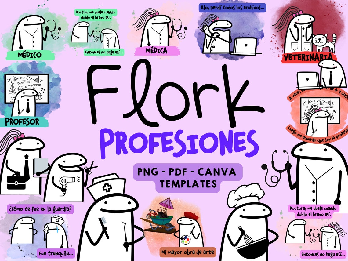 Flork Vectores Cliparts Profesiones Memes Deformito PNG PDF - Etsy UK