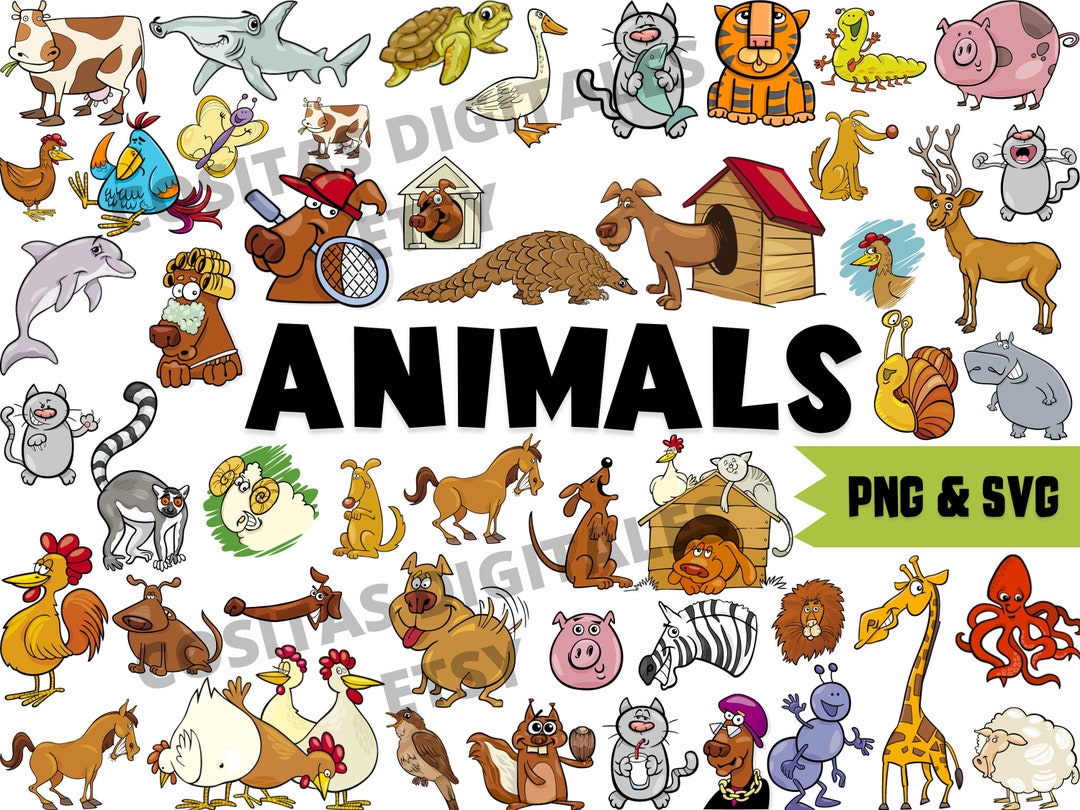 Animals Mega Bundle SVG PNG Clipart Vectores Dibujos Animados - Etsy ...