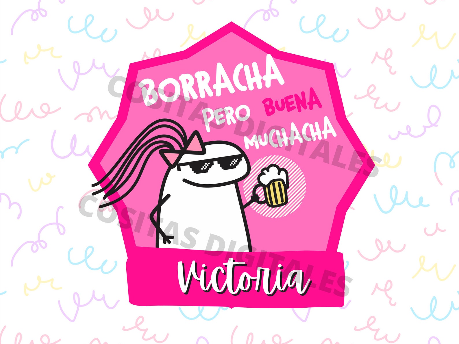 Borracha Pero Buena Muchacha Flork Printable Cake Topper Deformito Meme ...