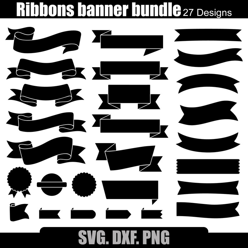 27 Ribbons Svg Bundle Banner Svg Banner Svg Bundle Banner - Etsy