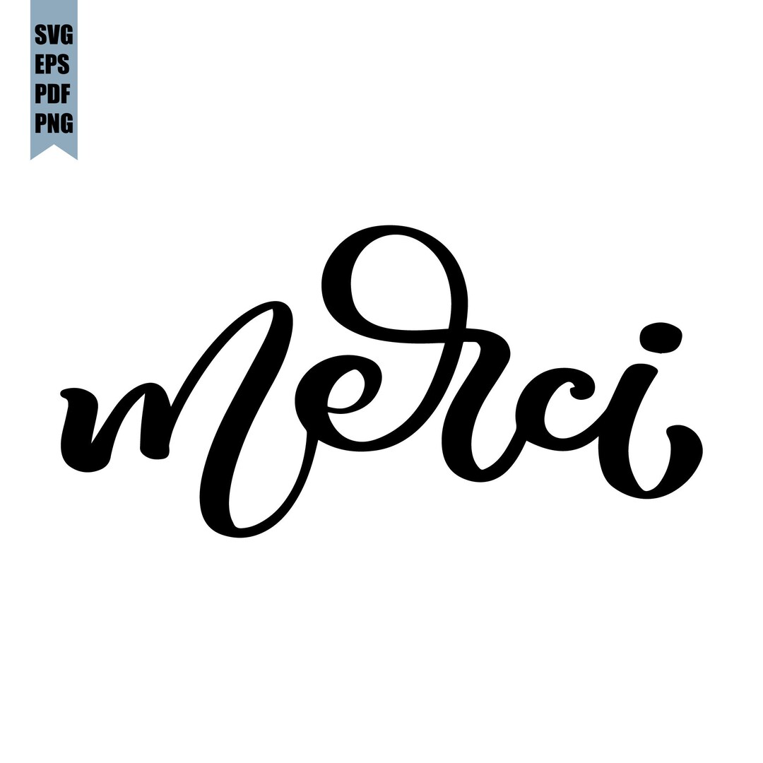 Thank You Thank You Merci Printable Greeting Svg PNG - Etsy Australia