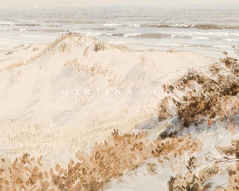 Sandy Shore Vintage Painting Digital PRINTABLE Wall Art - Etsy