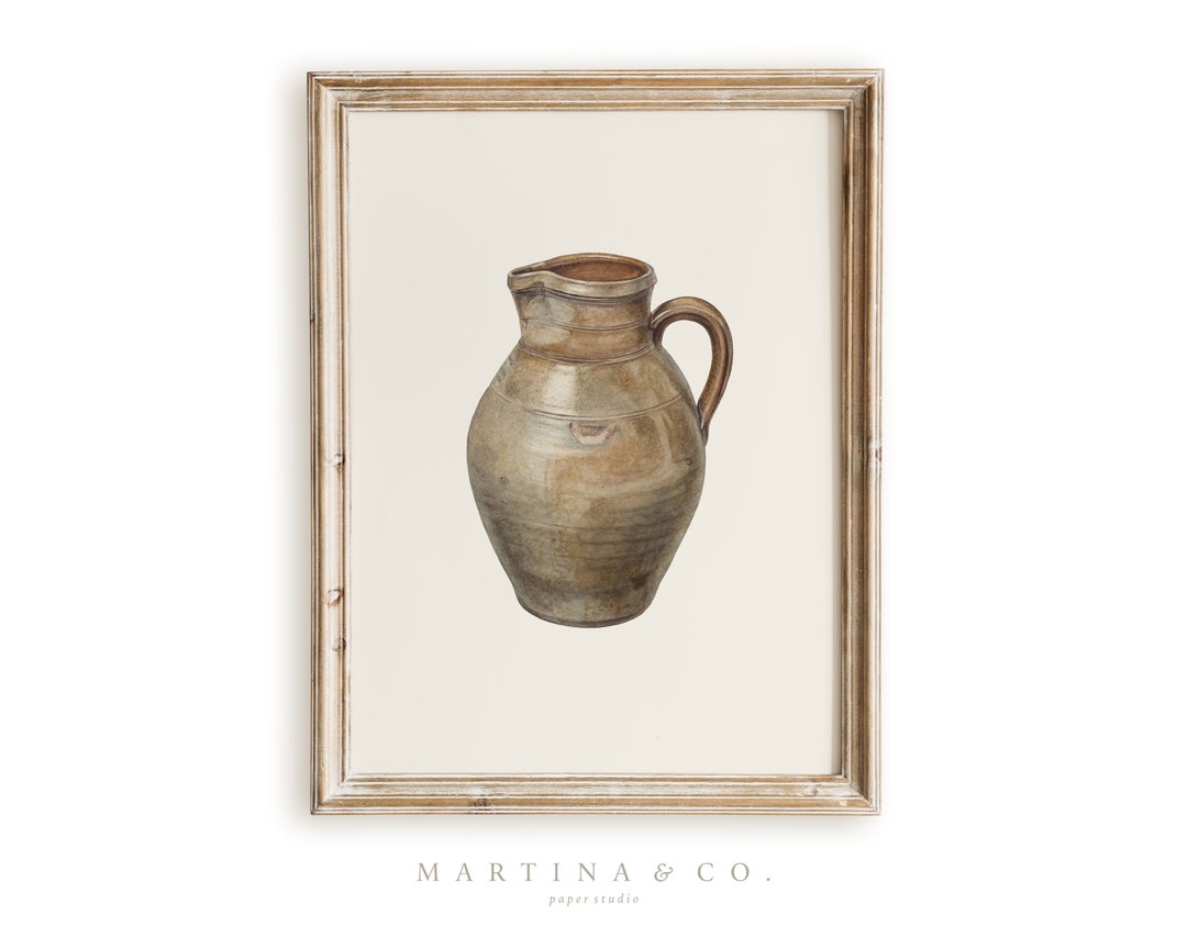 Beige Pitcher | Vintage Painting | Digital PRINTABLE Wall Art - Etsy
