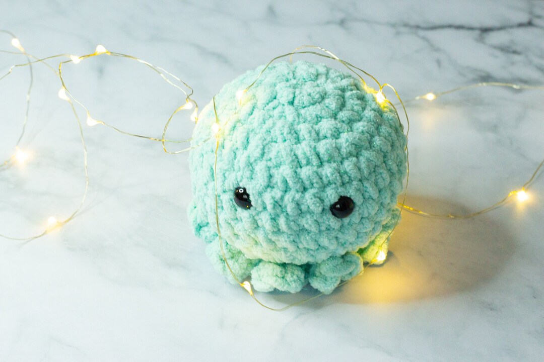Big Crocheted Octopus Plushie, Octopus Stuffed Animal, Mint Green Plush ...