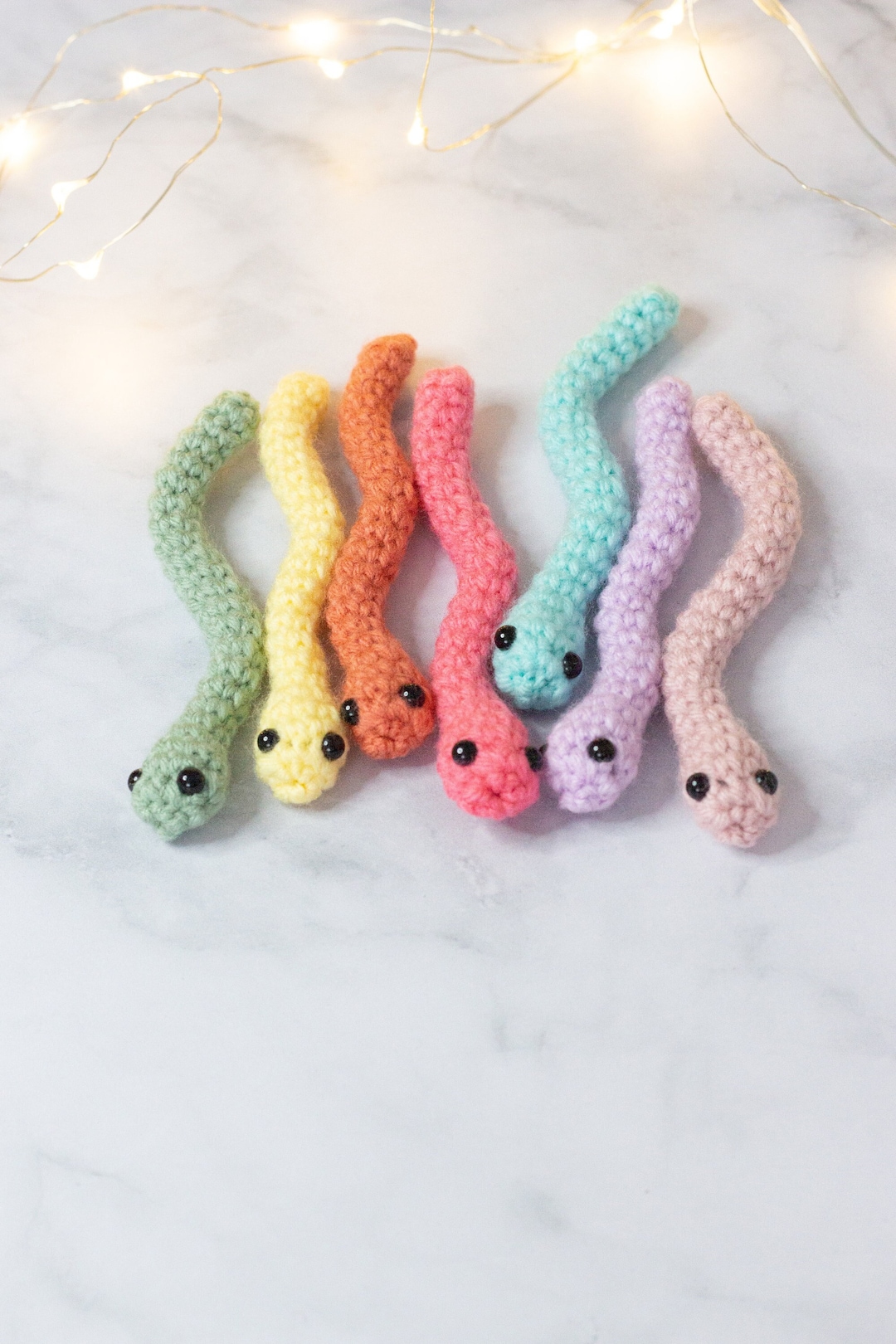 Amigurumi Baby Snake, Crocheted Snake Plushie, Rainbow Amigurumi, Mini ...