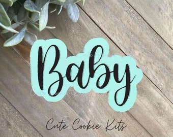 Baby Word Plaque Cookie Cutter Script Lettering Perfect for Baby Shower ...