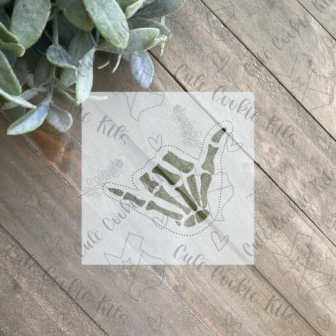 Rad Skeleton Hand Stencil - Made for CCK806 Skeleton Hand Cookie Cutter ...