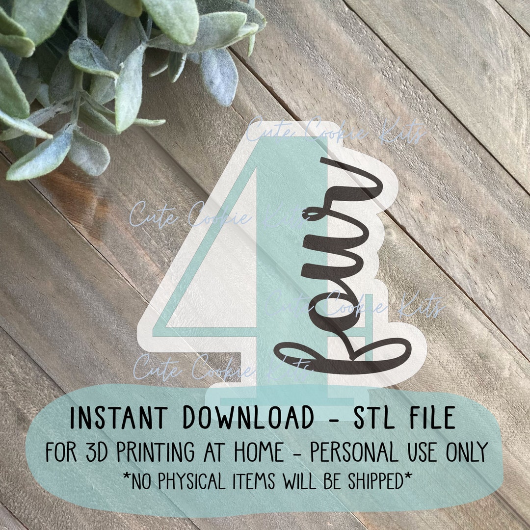 STL File Number 4 With Lettering Cookie Cutter - 3.5 Inch - CCK624 ...