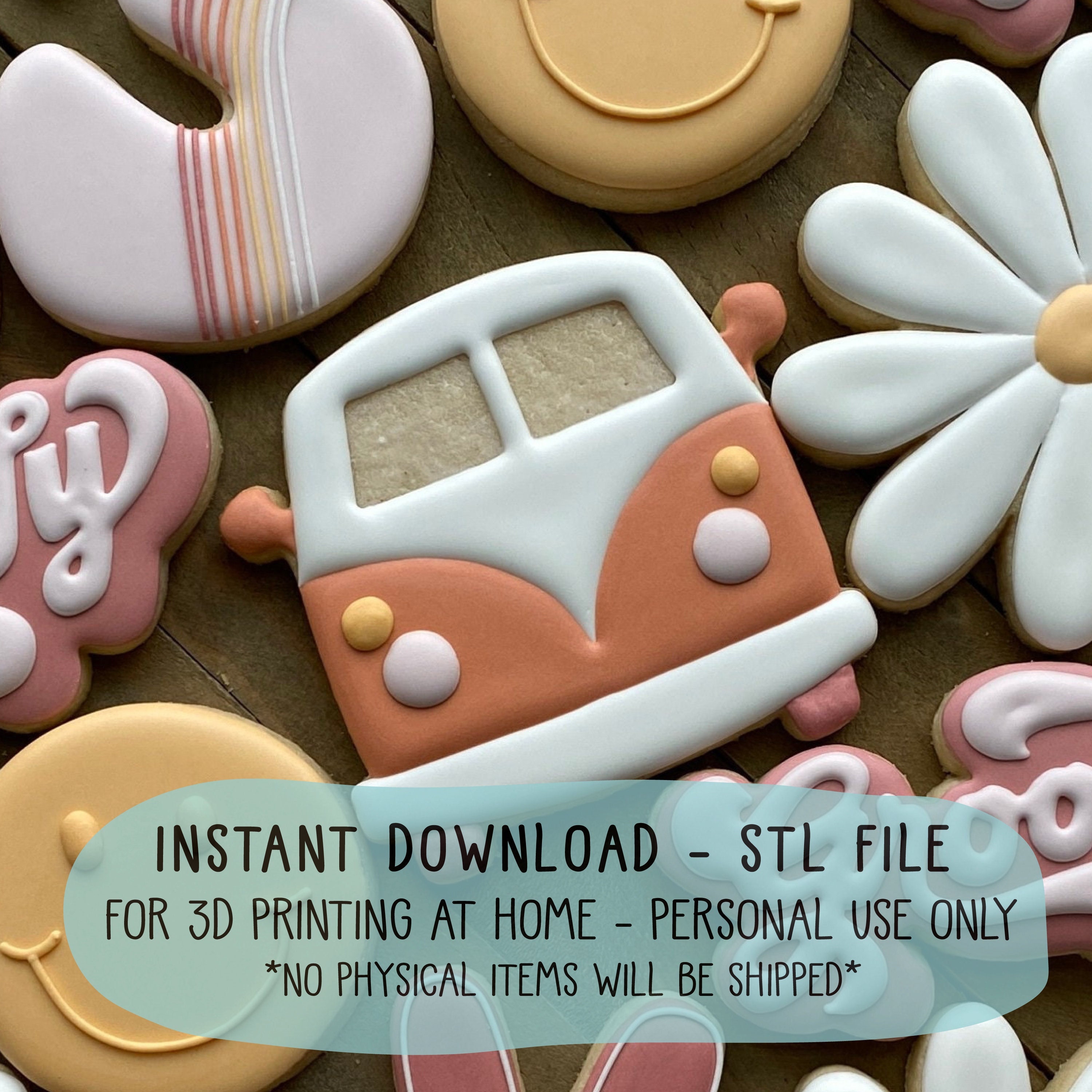 STL File Groovy Camper Van Cookie Cutter - 3, 3.5, and 4 Inch Sizes ...