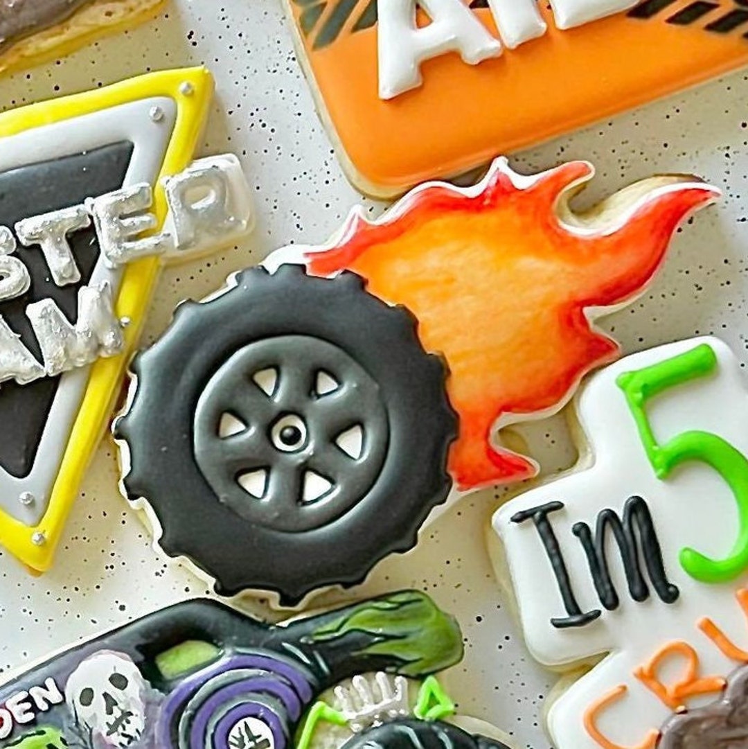Off Road Tire With Flames Cookie Cutter - Perfect for Monster Truck and ...