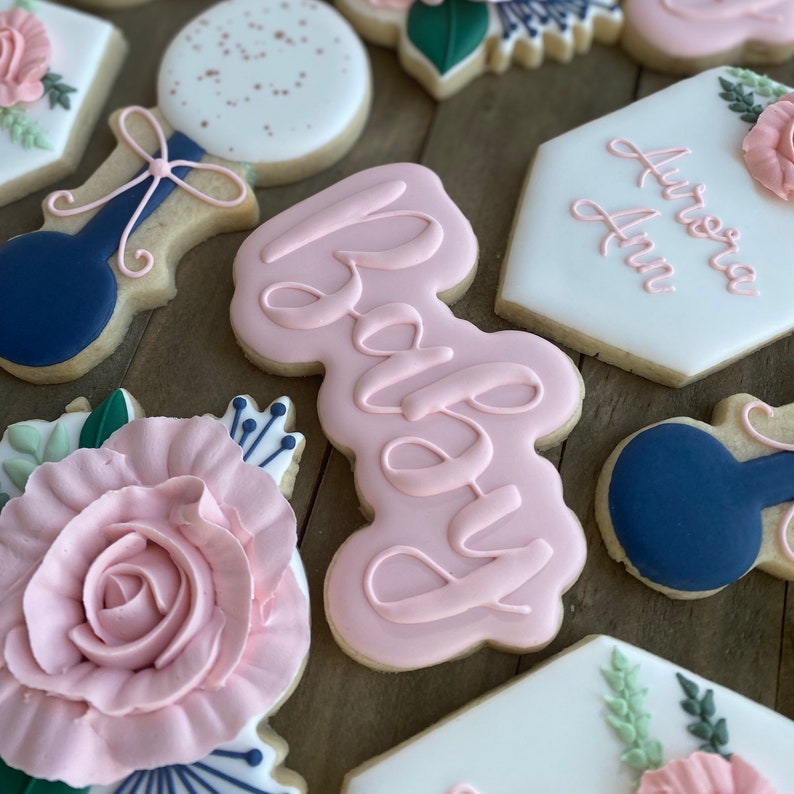 Baby Word Plaque Cookie Cutter Script Lettering Perfect | Etsy