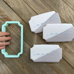 Noah Plaque Cookie Cutter - Versatile Notched Corner Rectangle ...